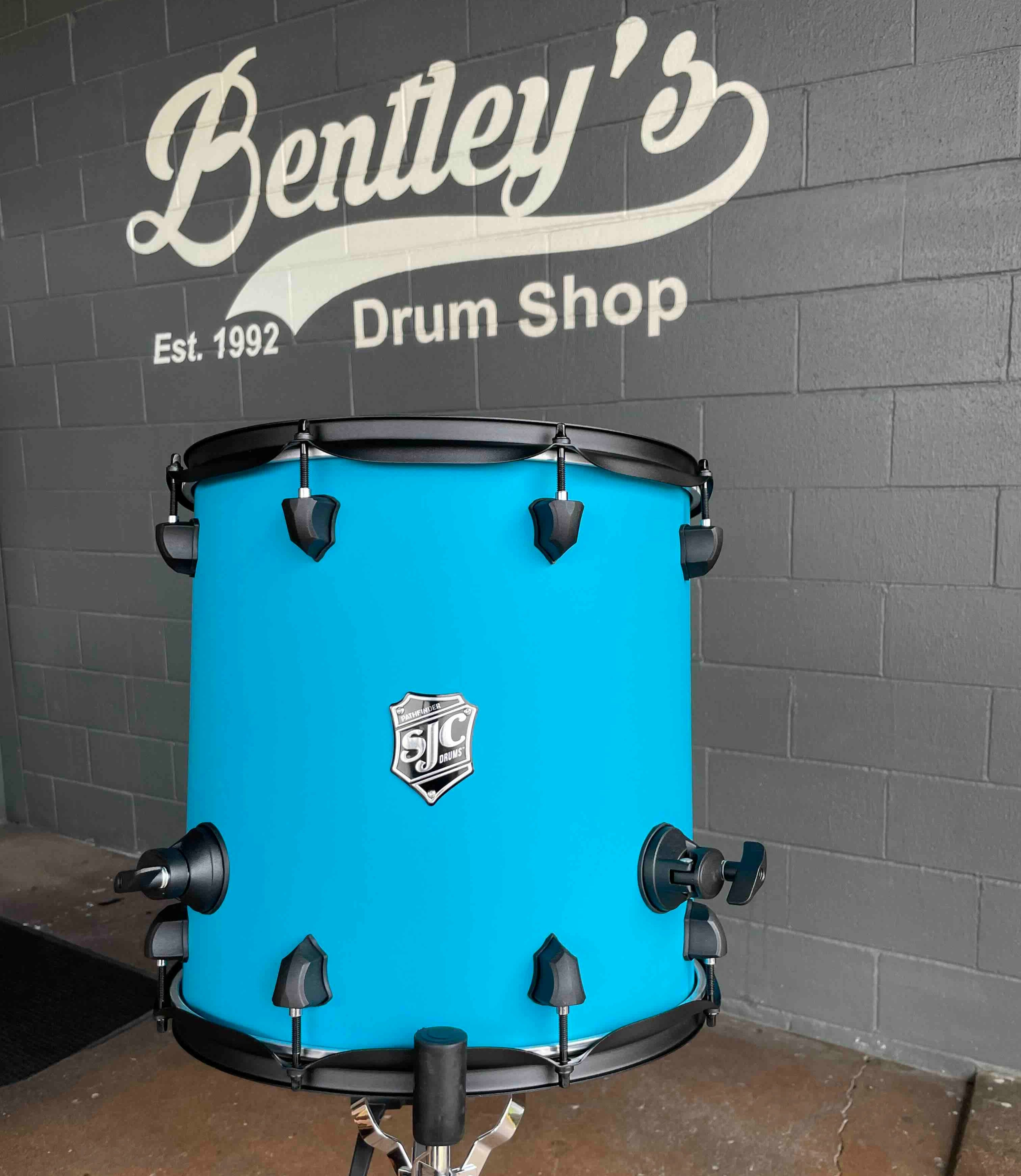 SJC Pathfinder Series 14x14 Floor Tom in Caribbean Blue w/ Matte Black ...