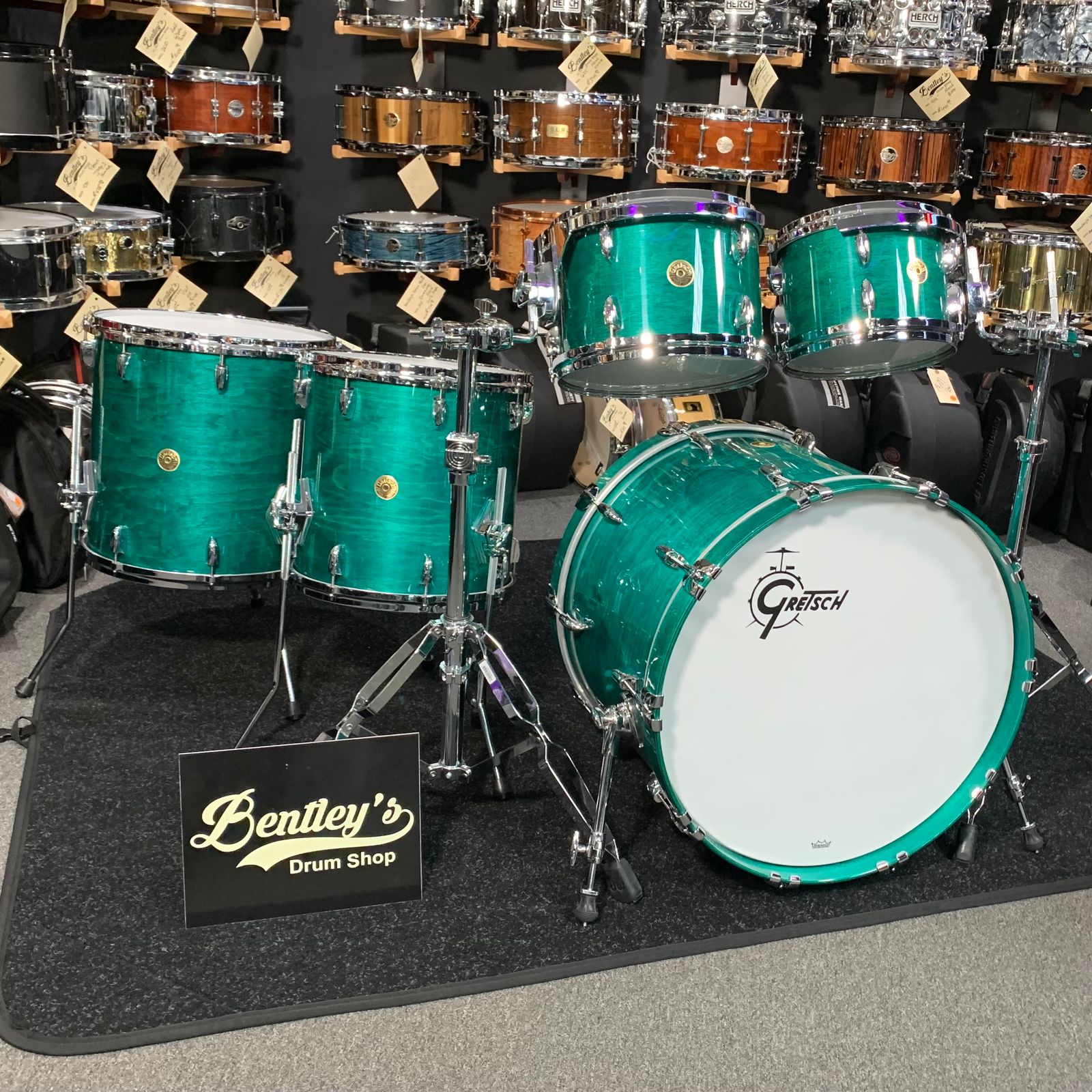 ~WOW!~ Gretsch USA Custom 5-Piece 10/12/14/16/22 Drum Kit Set in Carib ...