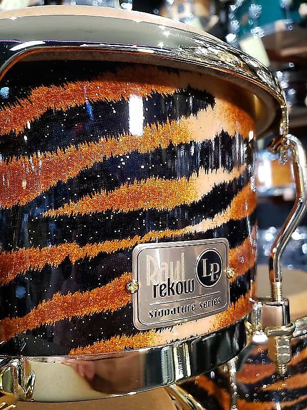 LP Latin Percussion Raul Rekow Signature Tiger Print Bongo Pair Set wi ...